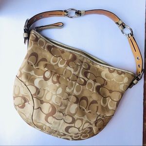 Coach | Bags | Coach Signature Boho Shoulder Leather Beige Bag | Poshmark